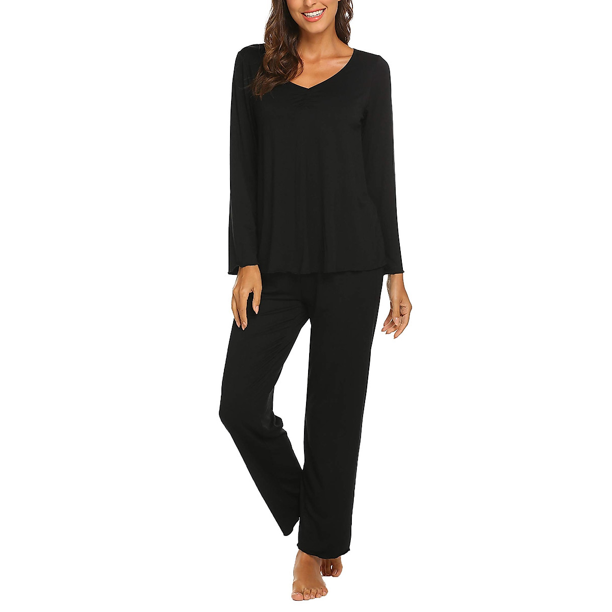 Ekouaer Women's Pajama Set Long Sleeve Pj Sets Two Piece Loungewear Soft Pajama Top and Pants Pjs Sleepwear