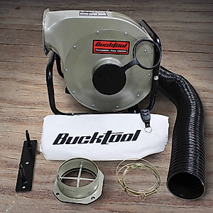 BUCKTOOL 1HP 6.5AMP Wall-mount Dust Collector with Remote Control and 2-micron Dust Filter Bag 550CFM Air Flow DC30A-1