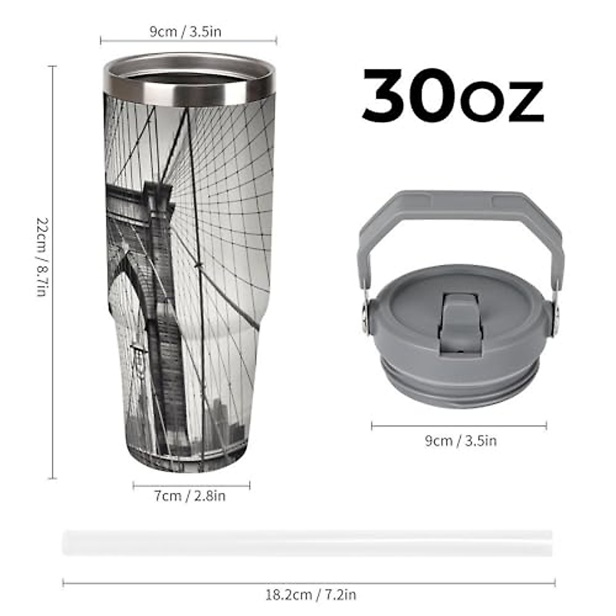 SYJTGDE Large Capacity Car Cup Brooklyn Bridge Fashionable Upgrade Car Cup Advanced And Beautiful Travel Cup