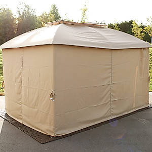 Sunnydaze 125 x 77 Inch Polyester 4-Piece Gazebo Sidewall Set - Gazebo Curtains Only - Provides Shade and Privacy - Tan
