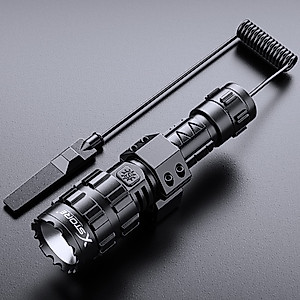 X.Store 2 Pack LED Flashlight with Picatinny Rail Mount, Airsoft Flashlights USB Picatinny Rail Flashlights 5000 High Lumen Rifle Light, 5 Modes Rifle Flashlight - Remote Switch Included