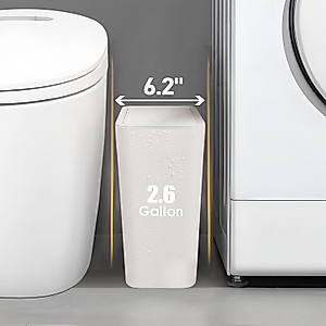 TIPGO Bathroom Trash Can with Lid, 10 Liter/ 2.6 Gallon Slim Garbage Can, Small Trash Bin Waste Basket with Pop-Up Lid for Kitchen, Bedroom, Living Room, Office (2 Pack, White)