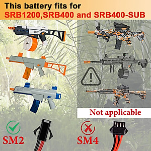 Crazepony Splatter Ball Battery 7.4V 2000mAh Airsoft Battery Pack 2Pcs 25C Lithium-ion Water Bead Rechargeable Batteries with SM2P Plug to Mini Tamiya Cable for SRB400 SRB400-SUB and SRB1200
