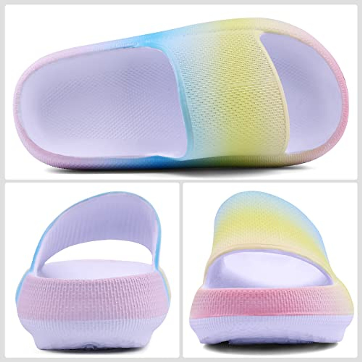 FJPTREN Kids Cloud Shoes Girls Boys Slippers Sandals Cushioned Non Slip Slippers Lightweight Shower Shoes Kids Platform Thick Sole Slides Kids Slip on Sandals Rainbow Size 13 M Little Kid