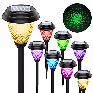 BUNEE Solar Pathway Lights Outdoor 8 Pack Color Changing Solar Lights Outdoor Waterproof for Garden, Auto On/Off LED Solar Powered Landscape Lights for Yard Lawn Path Walkway (Warm White)