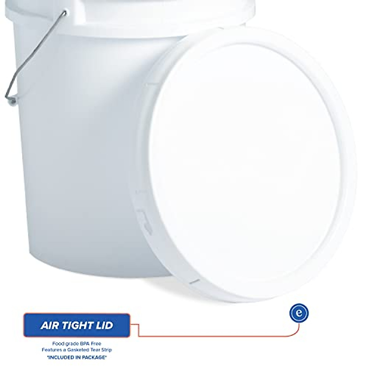 5 Gallon White Bucket & Lid - Set of 6 - Made in The USA - Durable 90 Mil All Purpose Pail - Food Grade - Contains No BPA Plastic (5 Gal. w/Lids - 6pk)
