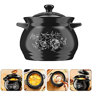 DOITOOL 2L Ceramic Stew Pot Ceramic Hot Pot Soup Stew Pot Cooking Clay Pot Stew Pan Earthen Pot Chinese Japanese Stew Pot Kitchen Cookware with Lid Assorted Color
