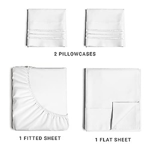 4 Piece sheet Set - Breathable & Cooling - Hotel Luxury bed sheets - Extra Soft,Deep Pockets,Easy Fit, Wrinkle Free,Comfy - White - king Size