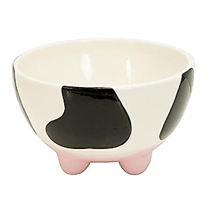 Boston Warehouse Udderly Cows Bowl, 20 Ounce, Black and White, Pink