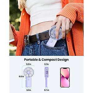 Mini Portable Folding Handheld Fans USB Rechargeable Personal Fan Neck Desktop 4-speed 3-in-1 Silent Handheld small Fan 6-15 hours battery life Suitable for summer travel Camping Outdoor Kids Gift
