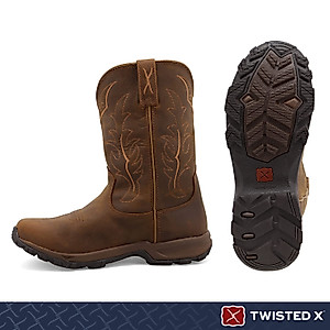 Twisted X Embroidered Women's Cowboy Hiker Boot D Toe 10", 8.5 (M), Brown