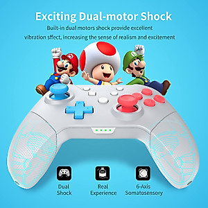 GCHT GAMING Switch Controller, Wireless Controller Compatible Nintendo Switch/Switch OLED/PC/Android with Turbo Motion Vibration (NFC)