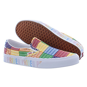 Vans Men's Low-Top Sneakers Skate Shoe, Pride Multi True White Classic Slip on, 6.5
