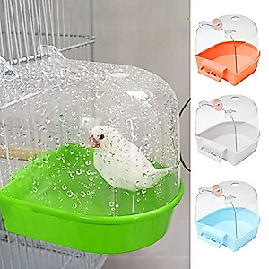 lamphle Parrot Bath Box Easy Installation Washing Dry Cleaning Lightweight Thicken Leak-Proof Parrot Bath Box for Lovebirds Green