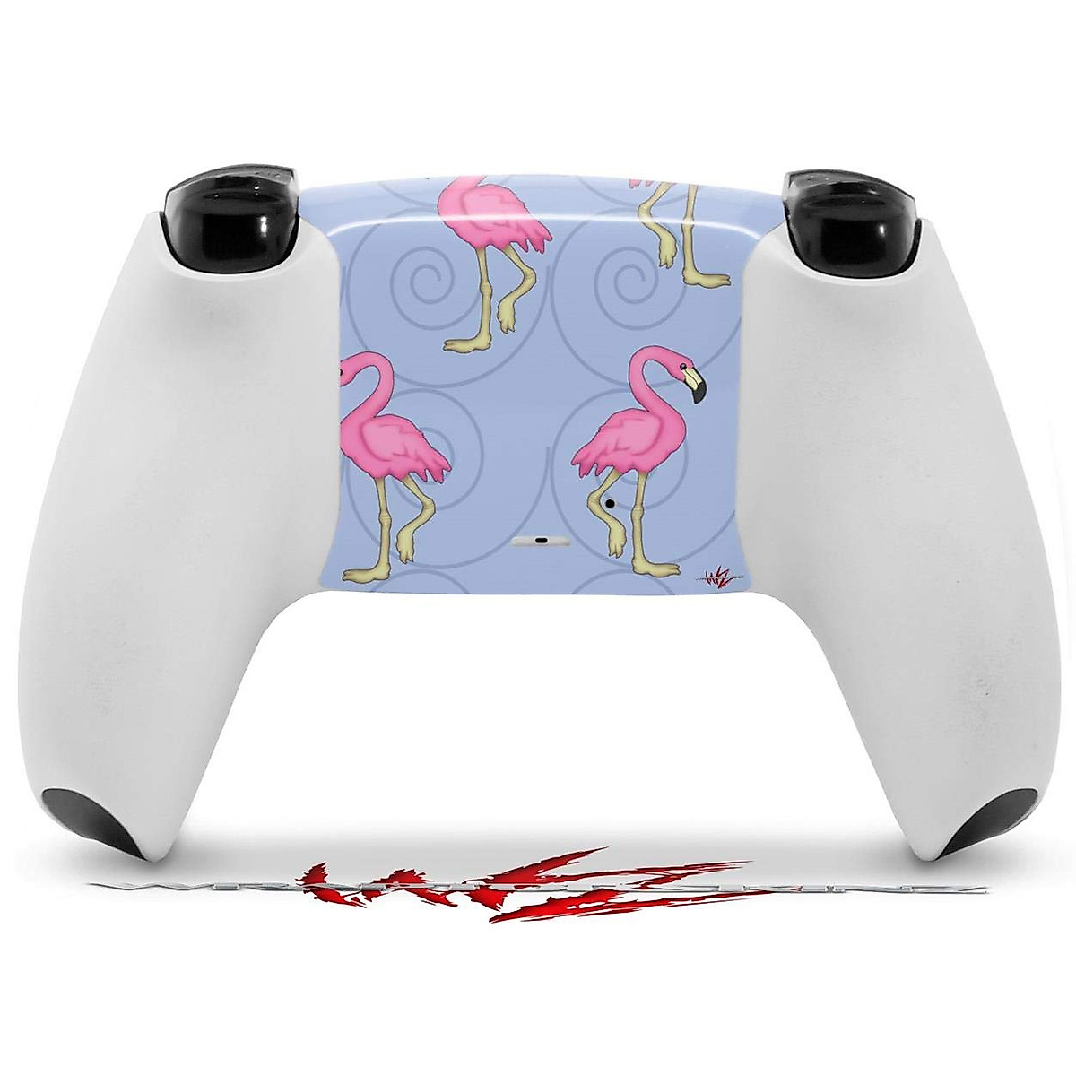 WraptorSkinz Skin Wrap compatible with Sony PS5 DualSense Controller Flamingos on Blue (CONTROLLER NOT INCLUDED)