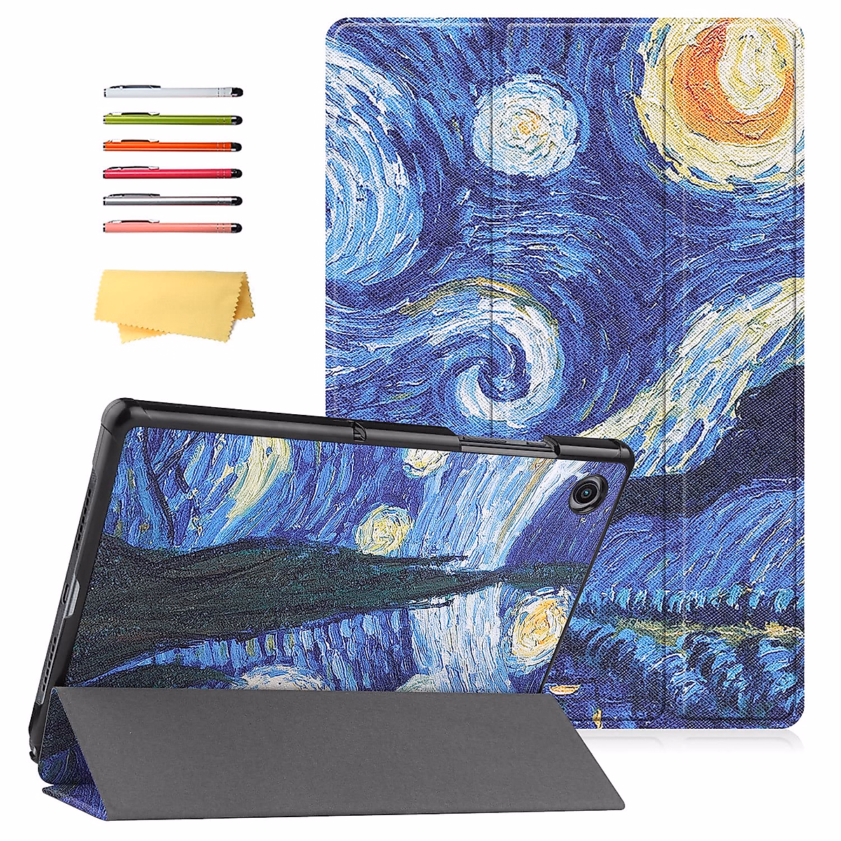 UUcovers Case for Samsung Galaxy Tab A8 10.5" (2022) (SM-X200/X205/X207) Magnetic Cover with Auto Sleep/Wake Multi-Angle Stand Lightweight PU Leather Hard Back Shockproof Shell,Van Gogh, Starry Night