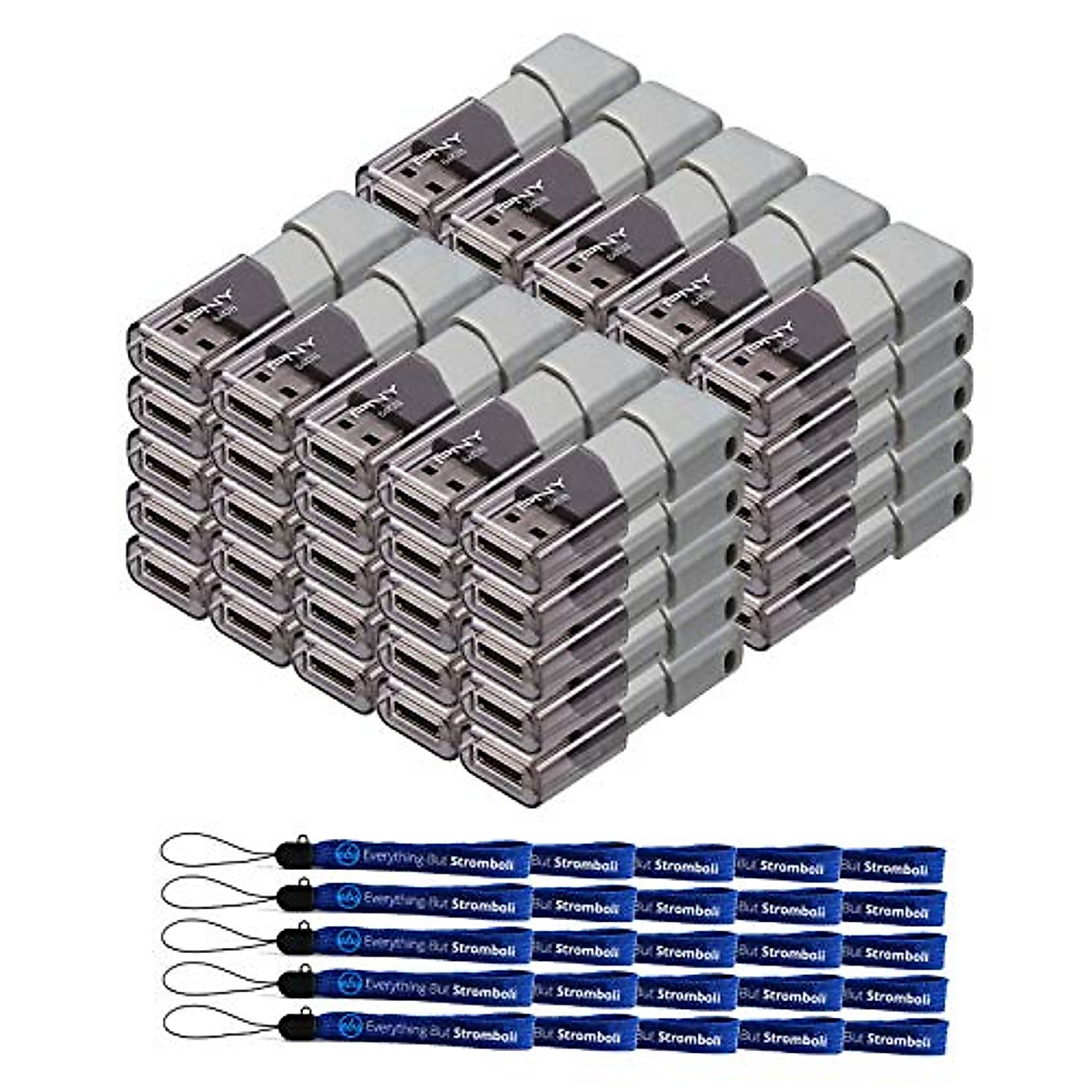 PNY 64GB USB 3.0 Flash Drive Turbo Attache 3 (50 Pack Bulk) Thumb Drives Bundle with (25) Everything But Stromboli Lanyard (P-FD64GTBOP-GE)