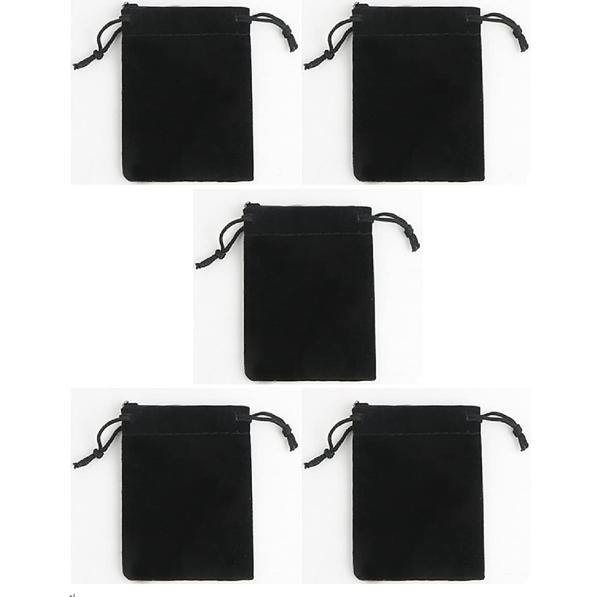 HORNO 5 Pack Black Velvet Travel Carry Headphones Pouch Bag with Drawstring