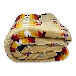 Nu Trendz Signature Southwest Design (Navajo Print) Sherpa Lined Throw 16112 Camel (tan)