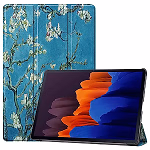 ZZOUGYY Tablet Cover for Samsung Galaxy Tab S7 Plus 12.4 T970 T975 (2020 Release),Ultra Slim Folio Stand Lightweight Leather Case for Galaxy Tab S7+ 2020 SM-T970 SM-T975 12.4" (KST-Apricot Flower)