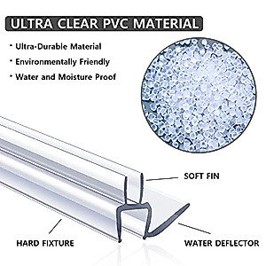 ZNCZHZN Shower Door Bottom Seal, 2-Pack Frameless Door Seal for 3/8 Inch Glass - 39 Inch Ultra Clear Shower Door Seal Strip, Stop Shower Leaks and Create a Water Barrier(3/8" x 39", 10mm)