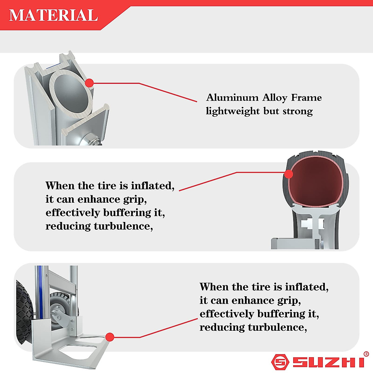 SuZhi 2 Wheel Hand Truck Dolly Cart Heavy Duty,Two Wheel Aluminum Hand Truck Dolly Cart with Wheels & 2 Free Straps,600lb Capacity, New IM for Groceries,Furniture,Electrical Appliance &Large Carton