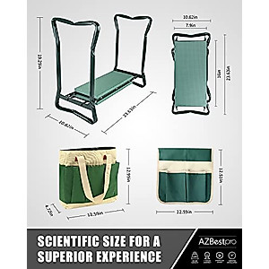AZBESTPRO Garden Stool and Kneeler,Foldable Gardening Bench with Tool Bag Pouch EVA and Garden Gloves,Garden Kneeler and Seat Gardening Gift for Women Men
