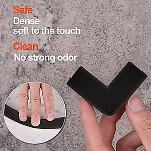 Baby Proofing Edge and Corner Guards, Safety Furniture Bumper with 3M Double-Sided Tape,16.40ft Edge + 4 Pre-Taped Corners Baby Corner Protector for Fireplace, Table, Stair, Cabinet, (Black)