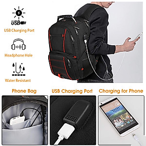 LTINVECK Travel Laptop Backpack, Extra Large Backpack for Men Women with USB Charging Port, TSA Friendly Heavy Duty Big Business Computer Backpacks Bag Fit 17 Inch Laptops, RFID Backbag