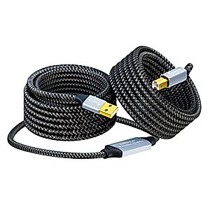 Ruaeoda Printer Cable 50 ft, Long USB Printer Cable Cord USB 2.0 Type A Male to B Male Printer Scanner USB B Cable Compatible with HP, Canon,Epson, Lexmark, Dell, Xerox, Samsung Etc 15 Meter - Gen3