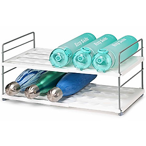 boailydi Water Bottle Organizer for Cabinet, Expandable Water Bottle Rack, Adjustable Tumbler Storage for Kitchen Organization, 2 Tier Cup Organizer for Sports Flask Insulated Mug Fridge