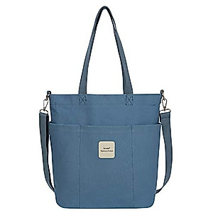 Iswee Canvas Tote Bag Cross-body Handbags Women Shoulder Bag Casual Top Handle Bag (Blue)