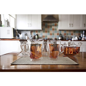 Glass Tea Sets for Adults-Elevate your Tea Time with our Clear Teapot & insulated Cup Set- Tea Pot Sets Kettle w/Infuser for Stove Top & 4 Double Wall Teacups Blooming loose leaf teas Glass Tea set