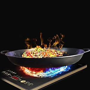 Happyyami Frying Concave Pan Stainless Steel Griddle Concave Discada Disc Cooker High Heat Cooking Skillet Heavy Duty Comal Para Freir for Home Kitchen Supplies