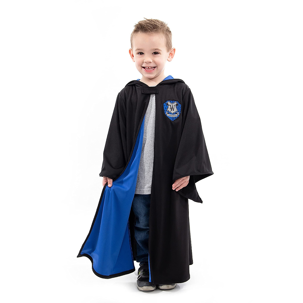 Little Adventures Blue Hooded Wizard Robe Dress Up Costume (L/XL (Age 5-9)) - Machine Washable Child Pretend Play and Party Dress-Up Costume with No Glitter