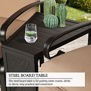 Ulax furniture Outdoor Side Table Patio Accent End Metal Slats Top Table