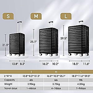 Merax Luggage Sets with TSA Locks, 3 Piece Lightweight Expandable Luggage with Spinner Wheels 20inch 24inch 28inch (Black)