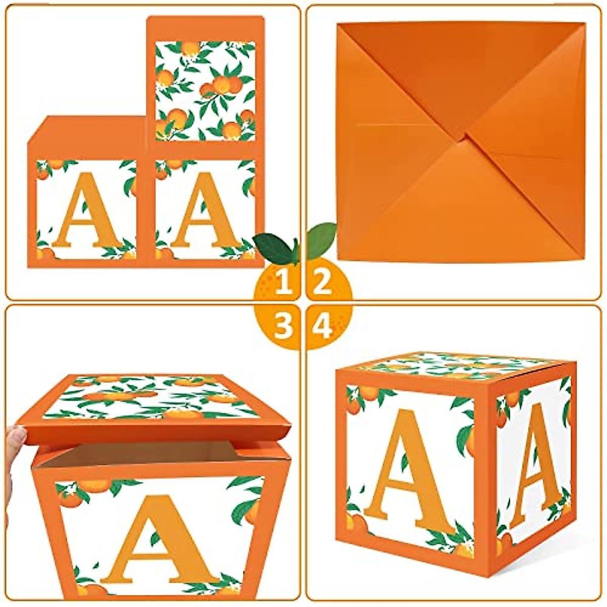 Sinasasspel Little Cutie Baby Shower Decorations Orange Balloon Boxes 1st Birthday Party Backdrop Supplies Including Clementine Party Boxes Block Orange Peach Latex Balloons Eucalyptus Leaves Ivy