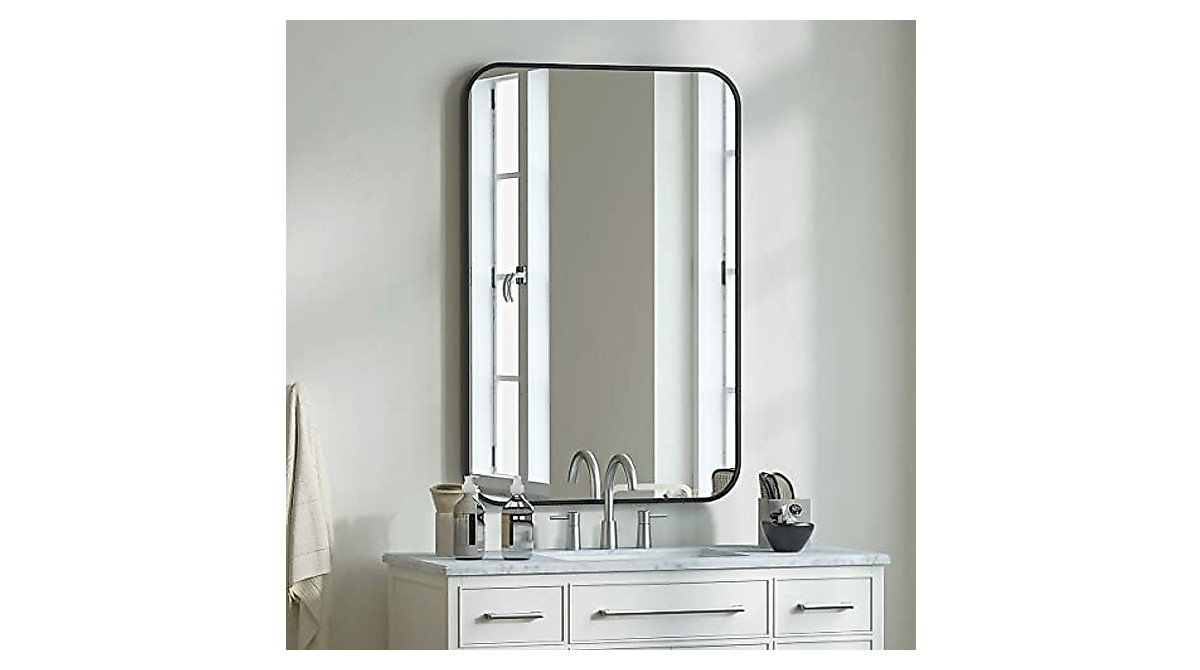 BEAUTYPEAK Rectangular Wall Mirror 20x28 Black - Stylish & Safe