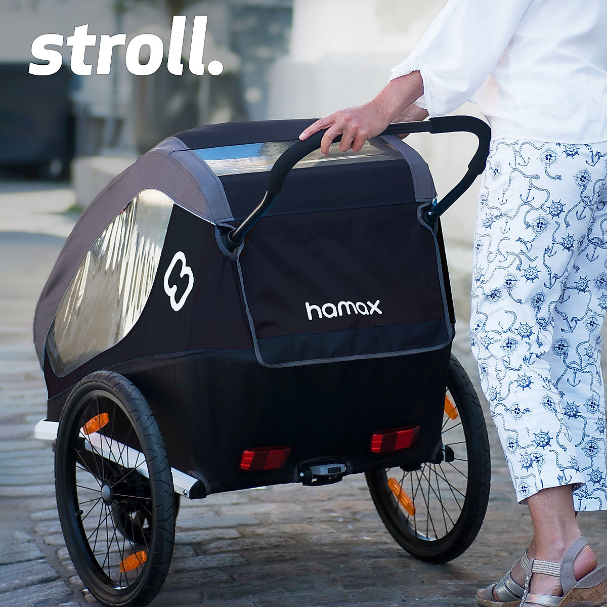 Hamax Traveller Two Seat Bike Trailer + Stroller (Black/Blue)