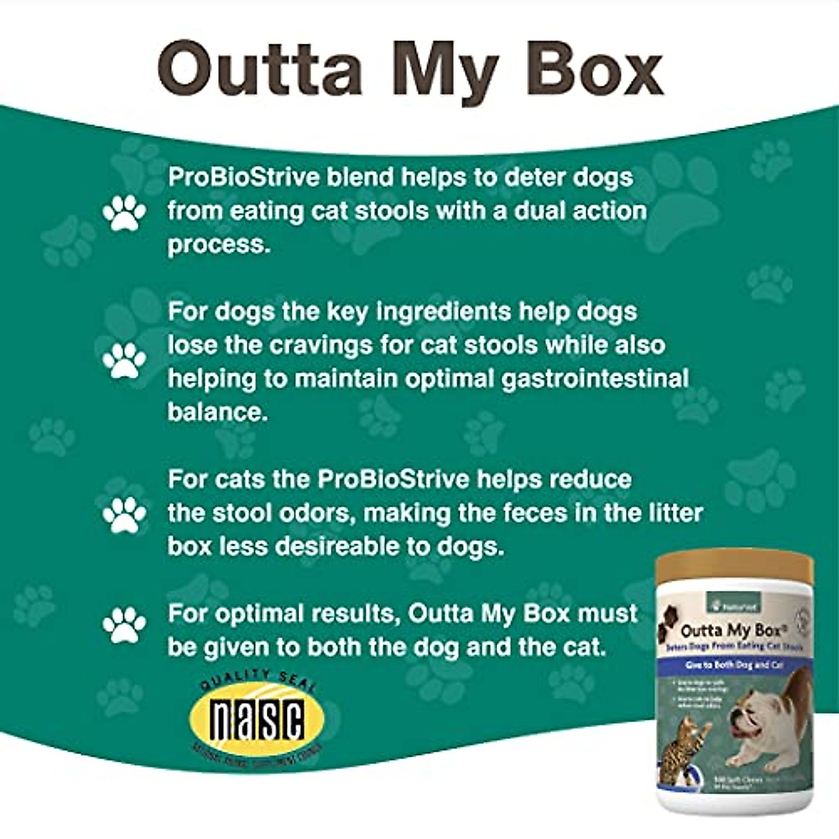 NaturVet – Outta My Box – 500 Soft Chews – Deters Dogs from Eating Cat Stools – Reduces Cat Stool Odors – For Dogs & Cats – 50 Day Supply