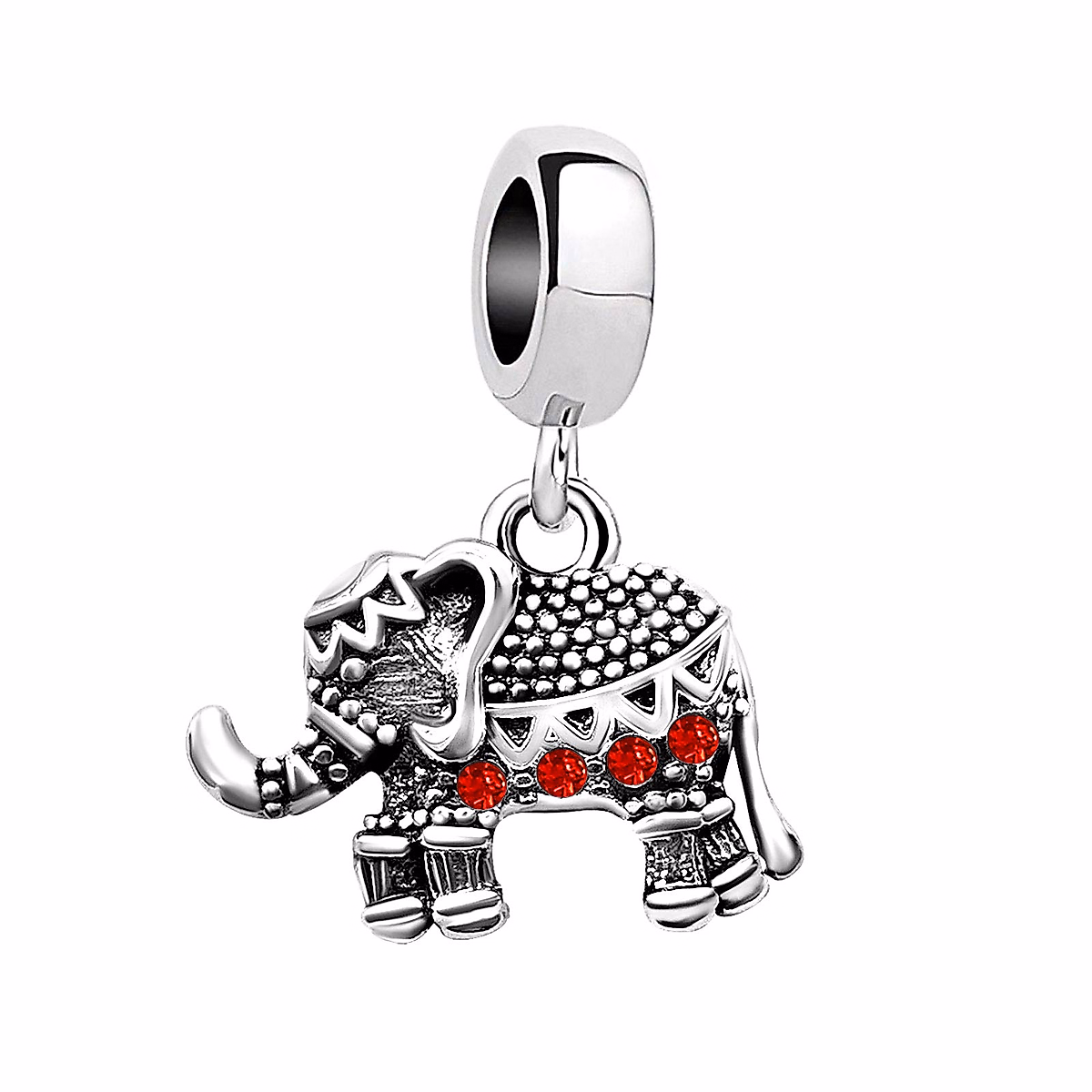 KunBead Elephant July Birthstone Dangle Bead Birthday Charms Compatible with Pandora Bracelet