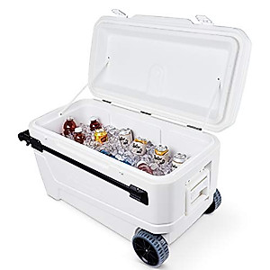 Igloo 110 Qt Glide Pro Portable Large Ice Chest Wheeled Cooler & Wire Basket for 90 Qt Rotomold Coolers, Black (20166)