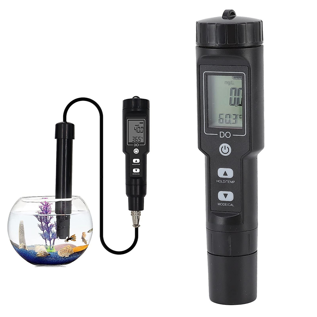 Fdit Digital Dissolved Oxygen Meter Detachable Probe Digital Screen Display Dissolved Oxygen Sensor Dissolved Oxygen Sensor for Aquarium Experiment Research (Without Backlit)