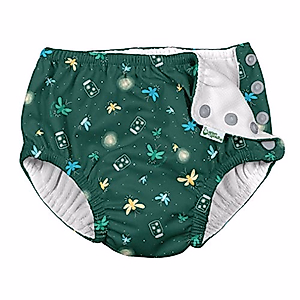 i Play Boys Reusable Absorbent Baby Swim Diapers Dark Green Fireflies 4T
