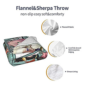 Anime Cartoon Throw Blanket Soft Warm Flannel Bed Throw Blankets Bedding for Couch Sofa Living Room Home Decor All Season Blankets - 5 60"X 50"