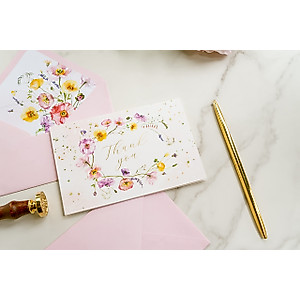 Gooji 4x6 Spring Floral Thank You Cards with Envelopes (Bulk 20-Pack) Bridal Shower Thank You Cards with Envelopes | Birthday Party, Baby Shower, Weddings, Greeting, Blank Notes, Small Business