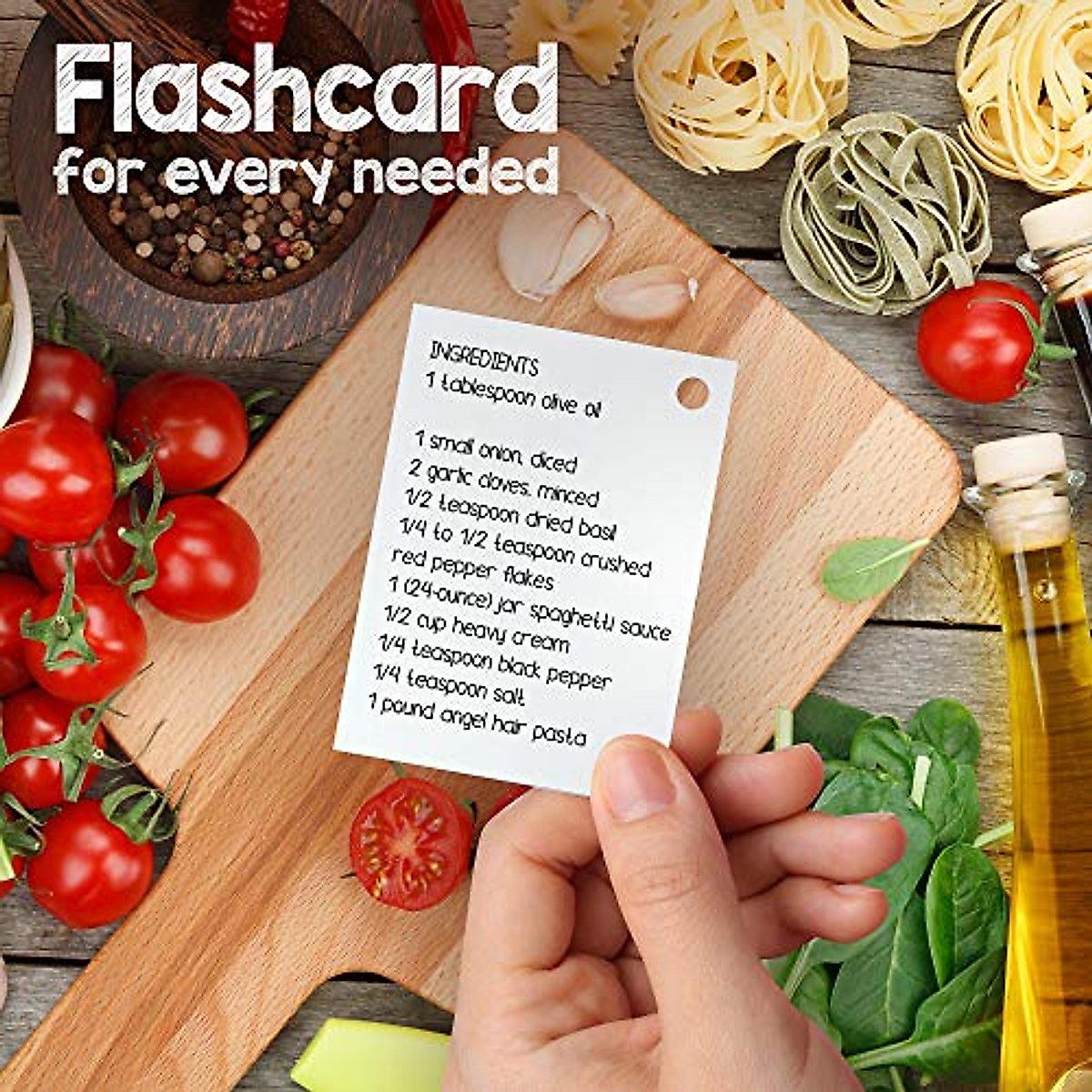 Blank Flash Cards for Studying - 2" x 3" Blank Index Notecards - 1000 Pre Hole Punched White Index Cards with Metal Binder Rings - Blank Flashcards for GMT Prep, Math, and Language