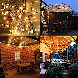 VGGFDY Globe String Lights 43ft 70 Led, Indoor/Bedroom, 8 Modes Fairy Lights Plug in, Extendable Outdoor Decorative Lights for Christmas Decoration, Patio, Wedding, Warm White, No Remote