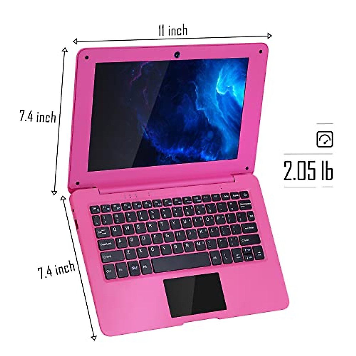 G-Anica Laptop Computer(10.1 inch), Quad Core Powered by Android 12.0, Netbook Computer with WiFi, Webcam and Bluetooth, Mini Laptop with Bag, Mouse, and Mouse Pad for Kids and Adults（Pink）